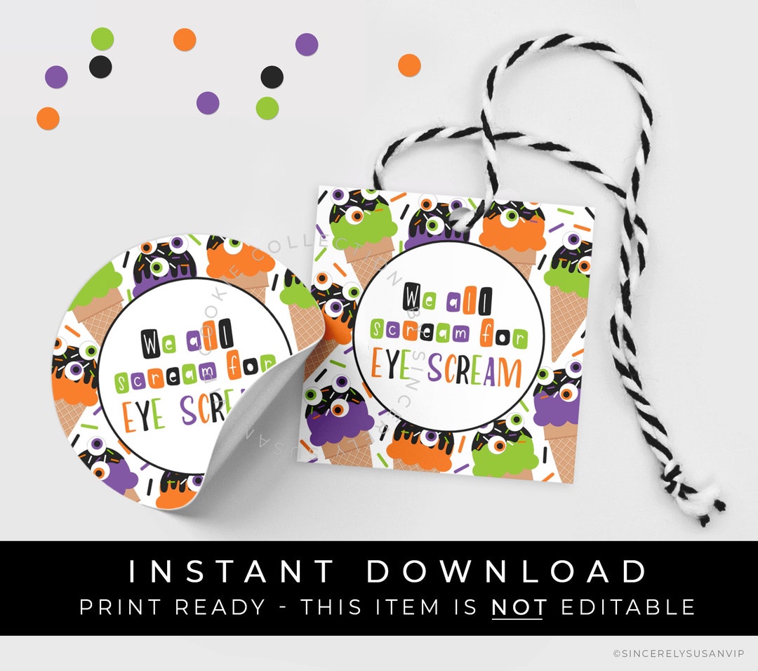 Instant Download We All Scream for Ice Cream Halloween Eye Scream ...