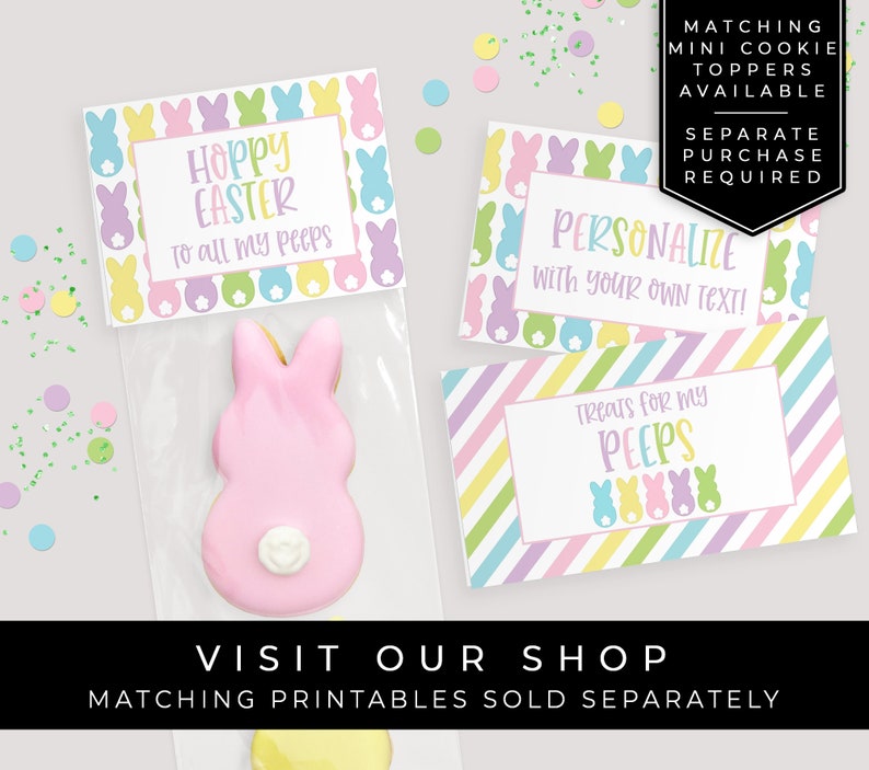 CUSTOMIZABLE Easter Mini Cookie Cards, Printable Hoppy Spring Bunny ...