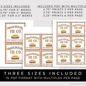 Instant Download Thanksgiving Mini Pies Cookie Box Label Printable ...