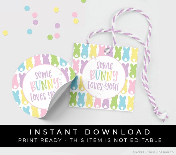 Instant Download Some Bunny Loves You Easter Cookie Tag or | Etsy