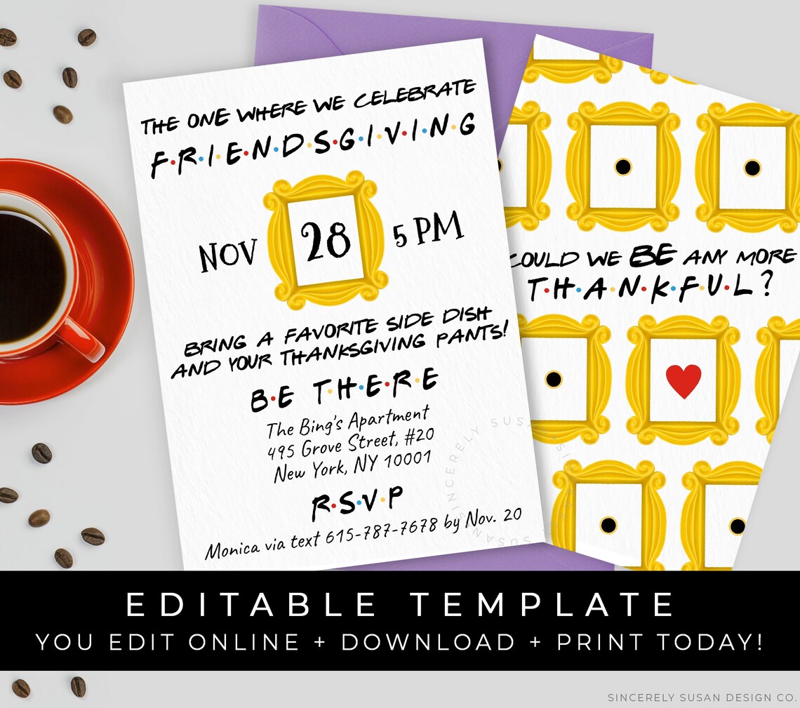 Friendsgiving Invitation Friends TV Show Inspired Theme Thanksgiving ...