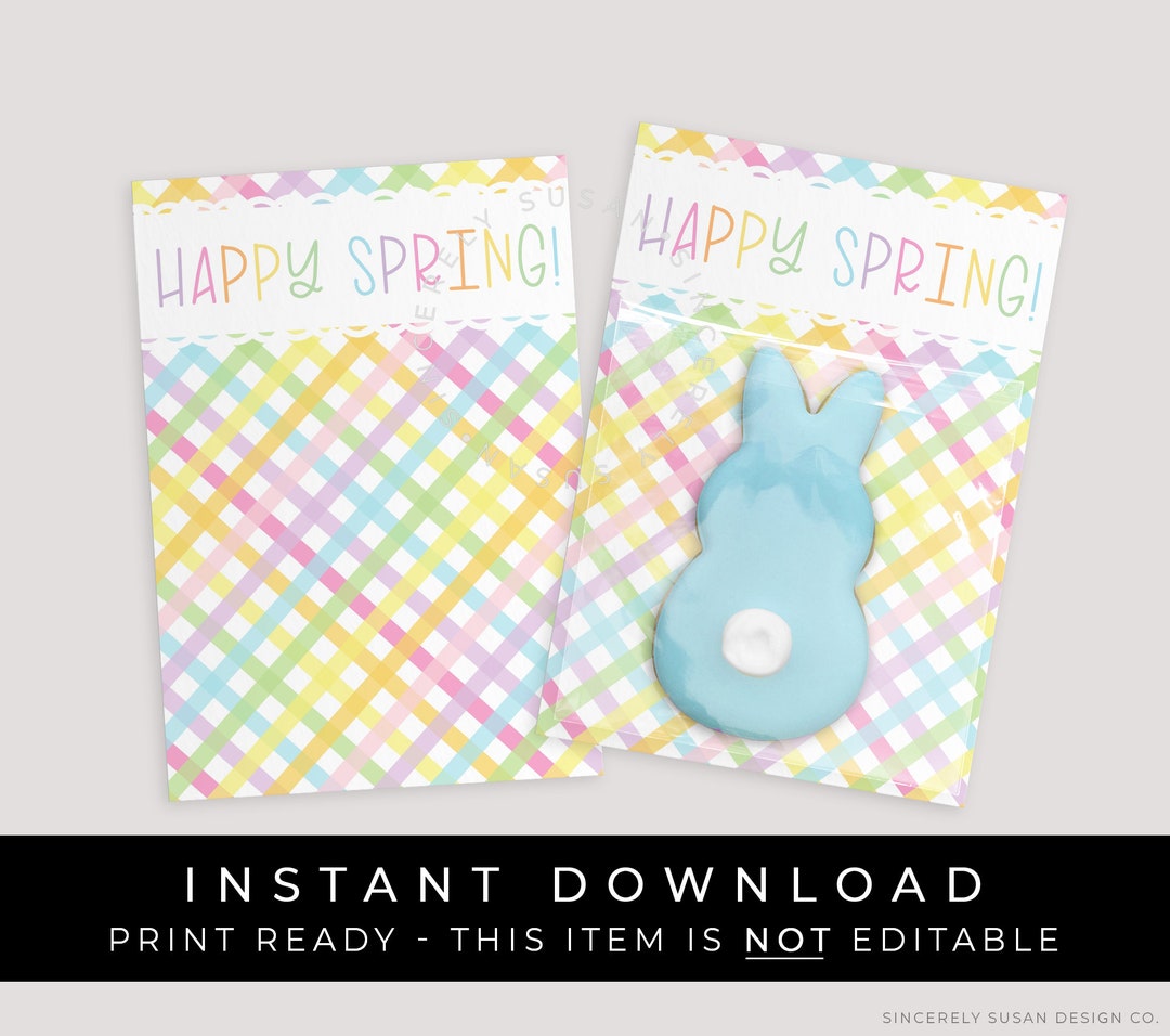 Instant Download Happy Spring Cookie Card Printable, Easter Gingham ...