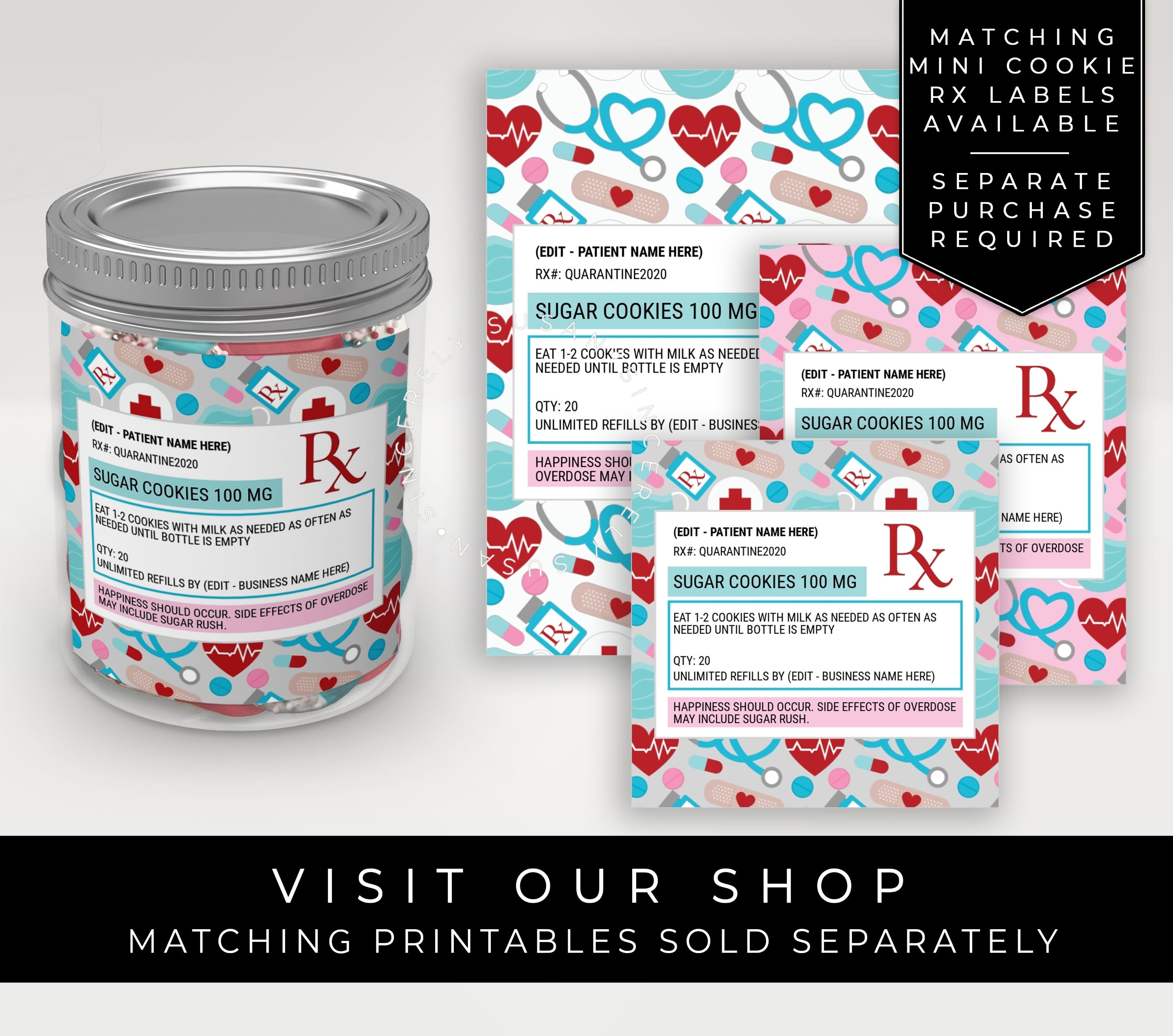 CUSTOMIZABLE Cupid's Pharmacy Cookie Prescription Label RX | Etsy