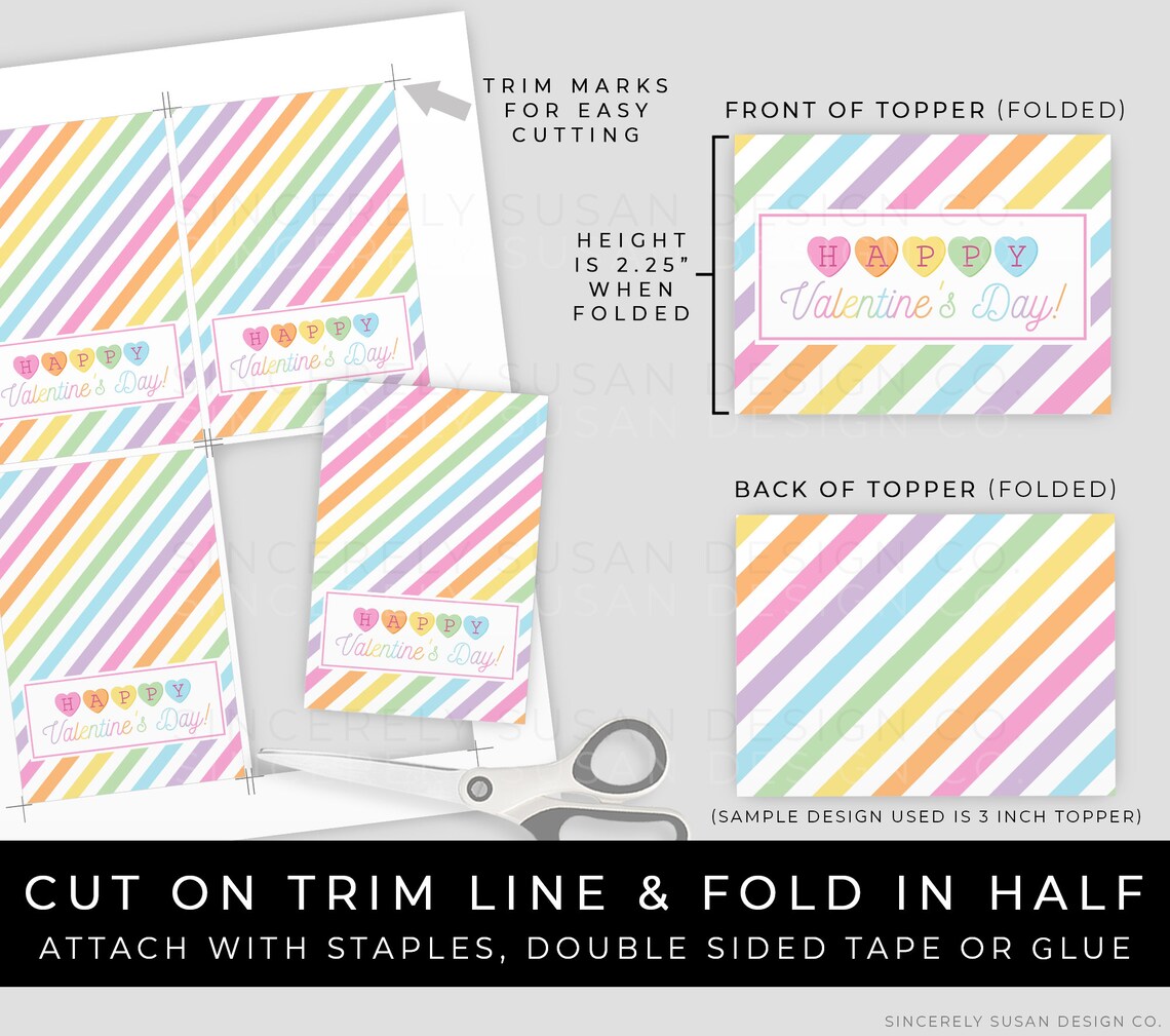 Instant Download Happy Valentine's Day Bag Topper | Etsy