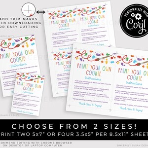 CUSTOMIZABLE PYO Paint Your Own Cookie Kit Instructions Printable Card ...
