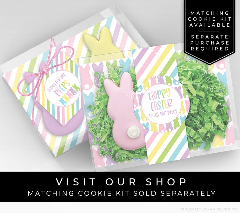 CUSTOMIZABLE Easter Mini Cookie Cards, Printable Hoppy Spring Bunny ...
