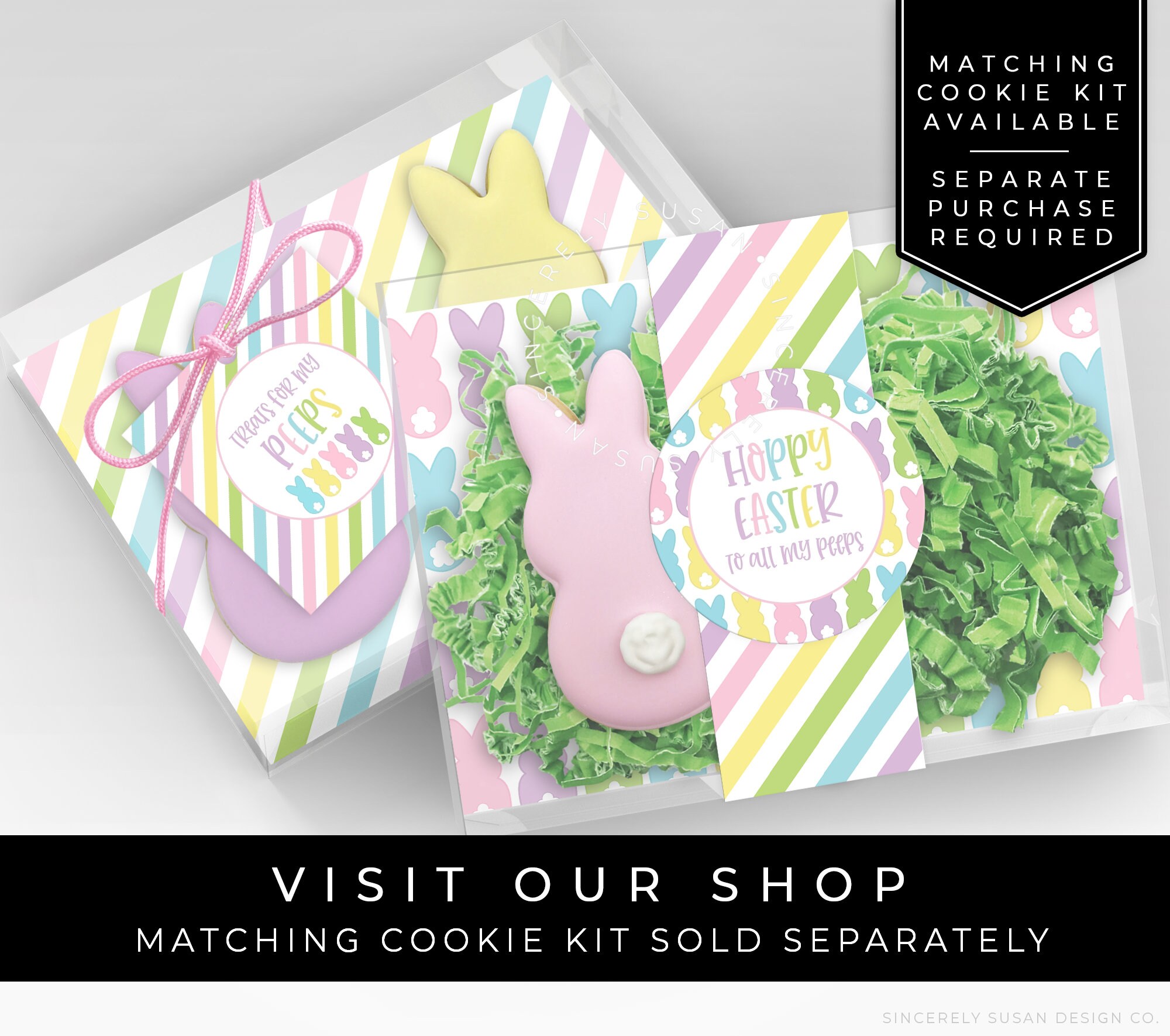 CUSTOMIZABLE Easter Mini Cookie Cards, Printable Hoppy Spring Bunny ...