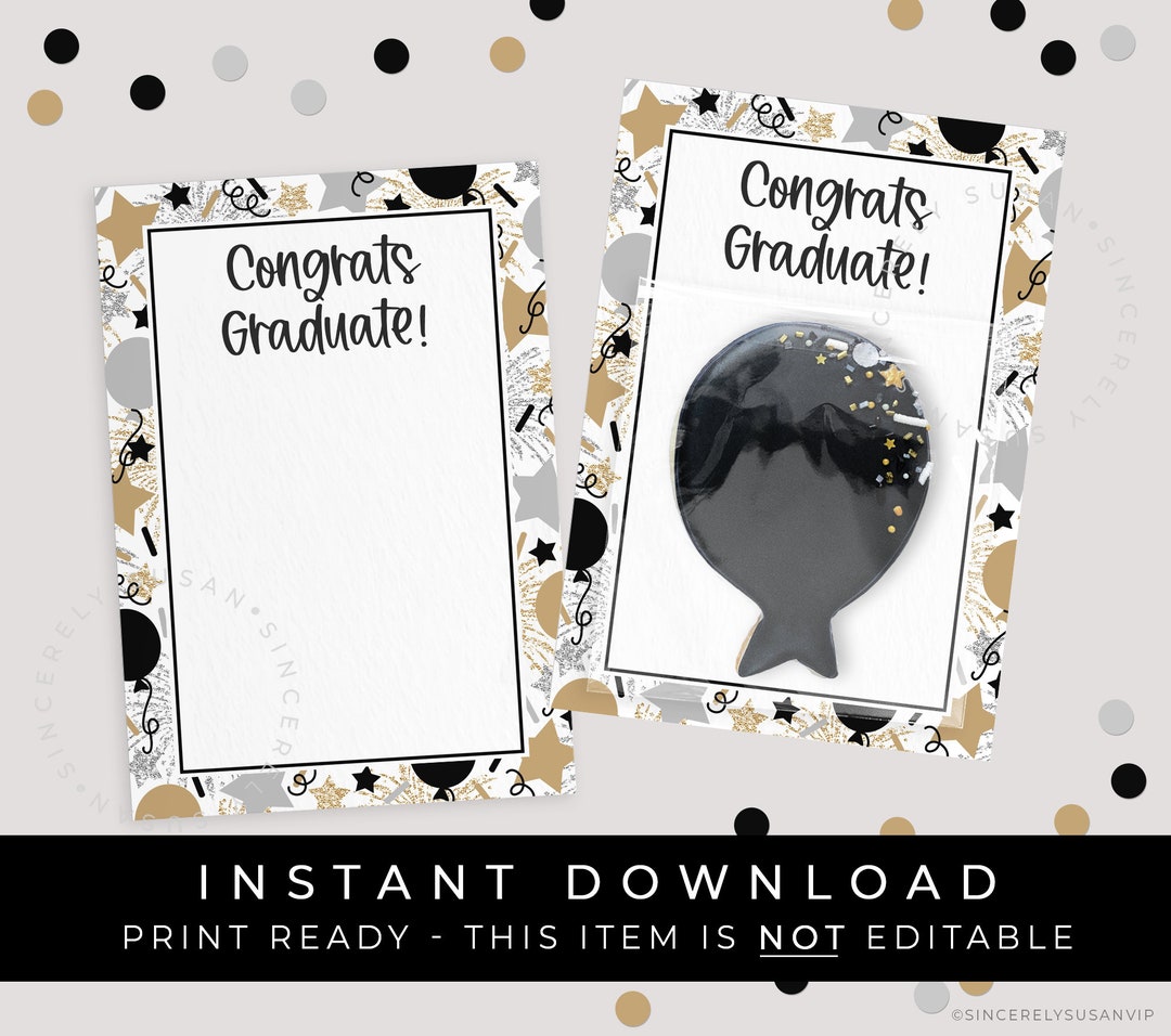 Instant Download Congrats Graduate Graduation Cookie Card Printable ...