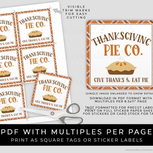 Instant Download Thanksgiving Mini Pies Cookie Box Label Printable ...