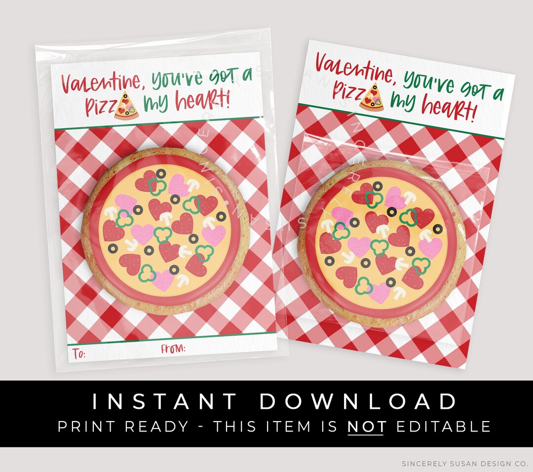 Instant Download Valentine Pizza Mini Cookie Card Pizza My - Etsy