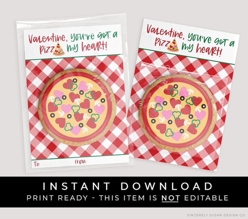 Instant Download Valentine Pizza Mini Cookie Card Pizza My | Etsy