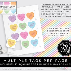 CUSTOMIZABLE Valentine Candy Hearts Tag, Create Your Own Conversation ...