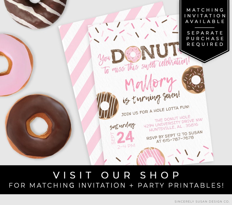 Pink Donut Birthday Banner Party Decorations for Girl Donuts | Etsy