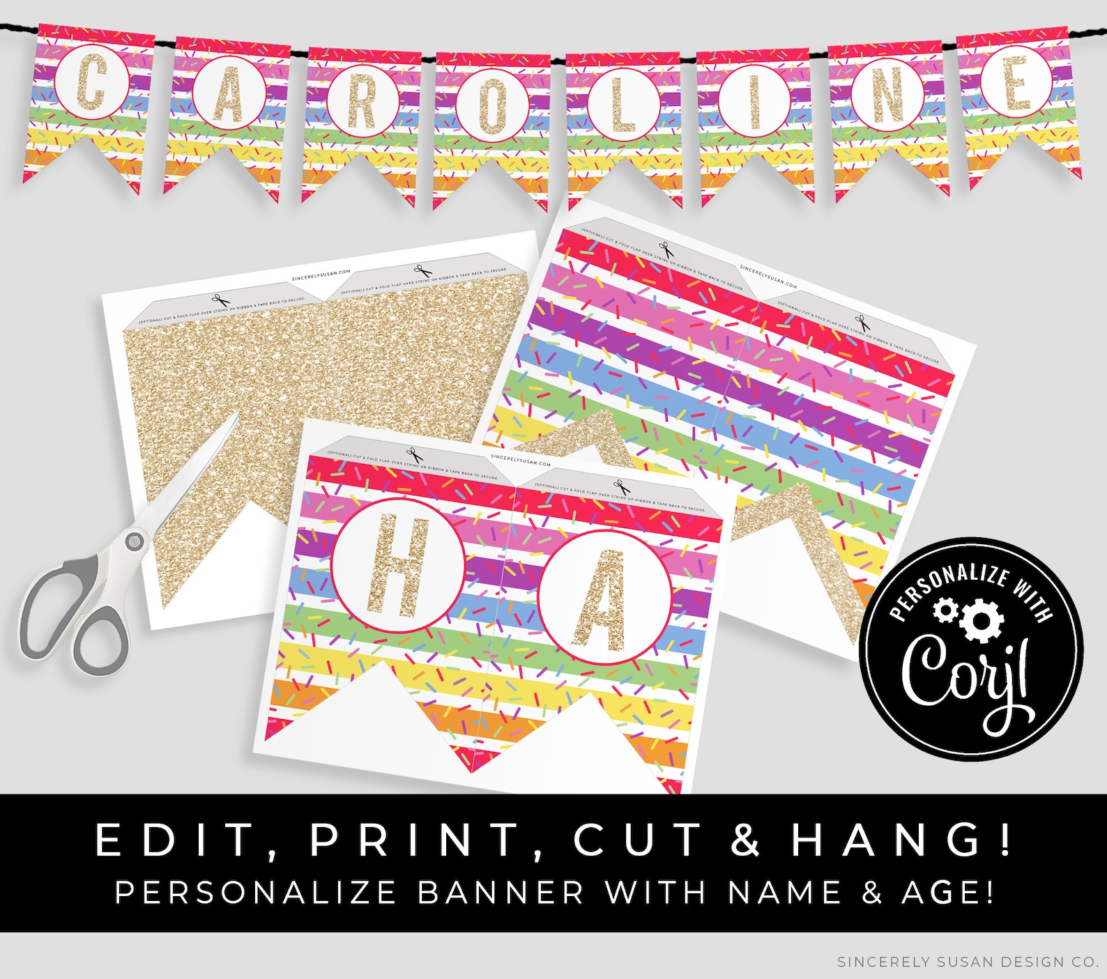 Rainbow Sprinkles Birthday Banner Printable Rainbow Confetti - Etsy