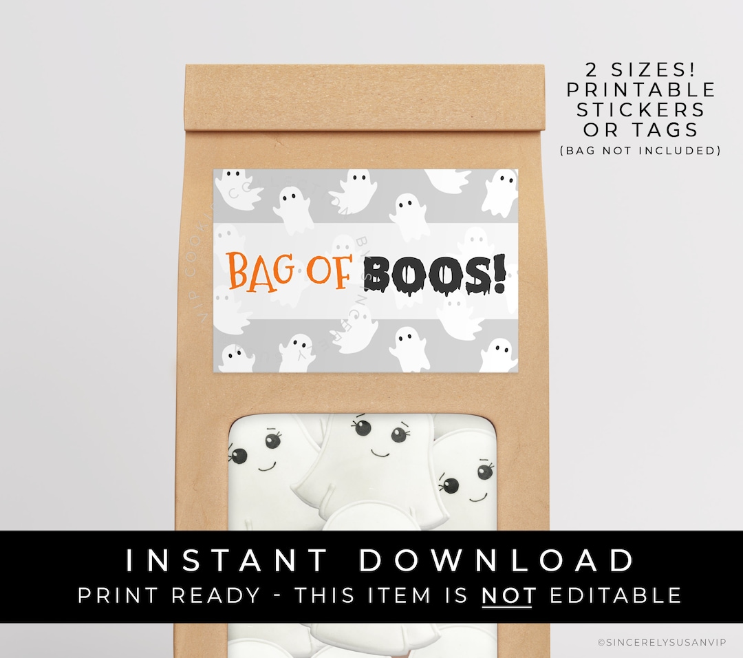 Instant Download Bag of BOOS Ghost Cookies Printable Label, Halloween ...