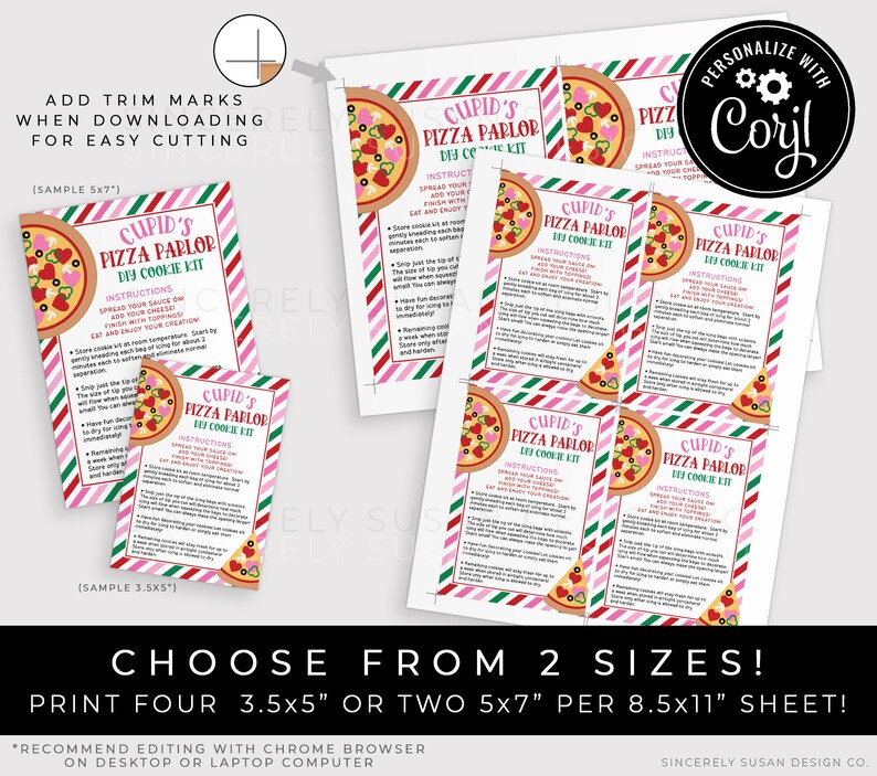 CUSTOMIZABLE Valentine Pizza DIY Cookie Kit Instructions - Etsy