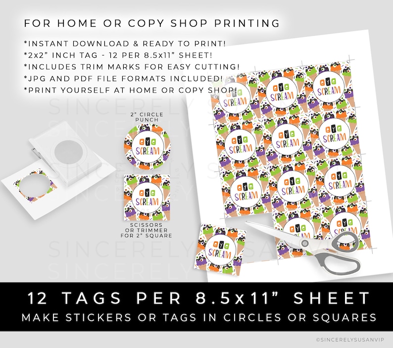 Instant Download Eye Scream Halloween Ice Cream Cookie Tag - Etsy