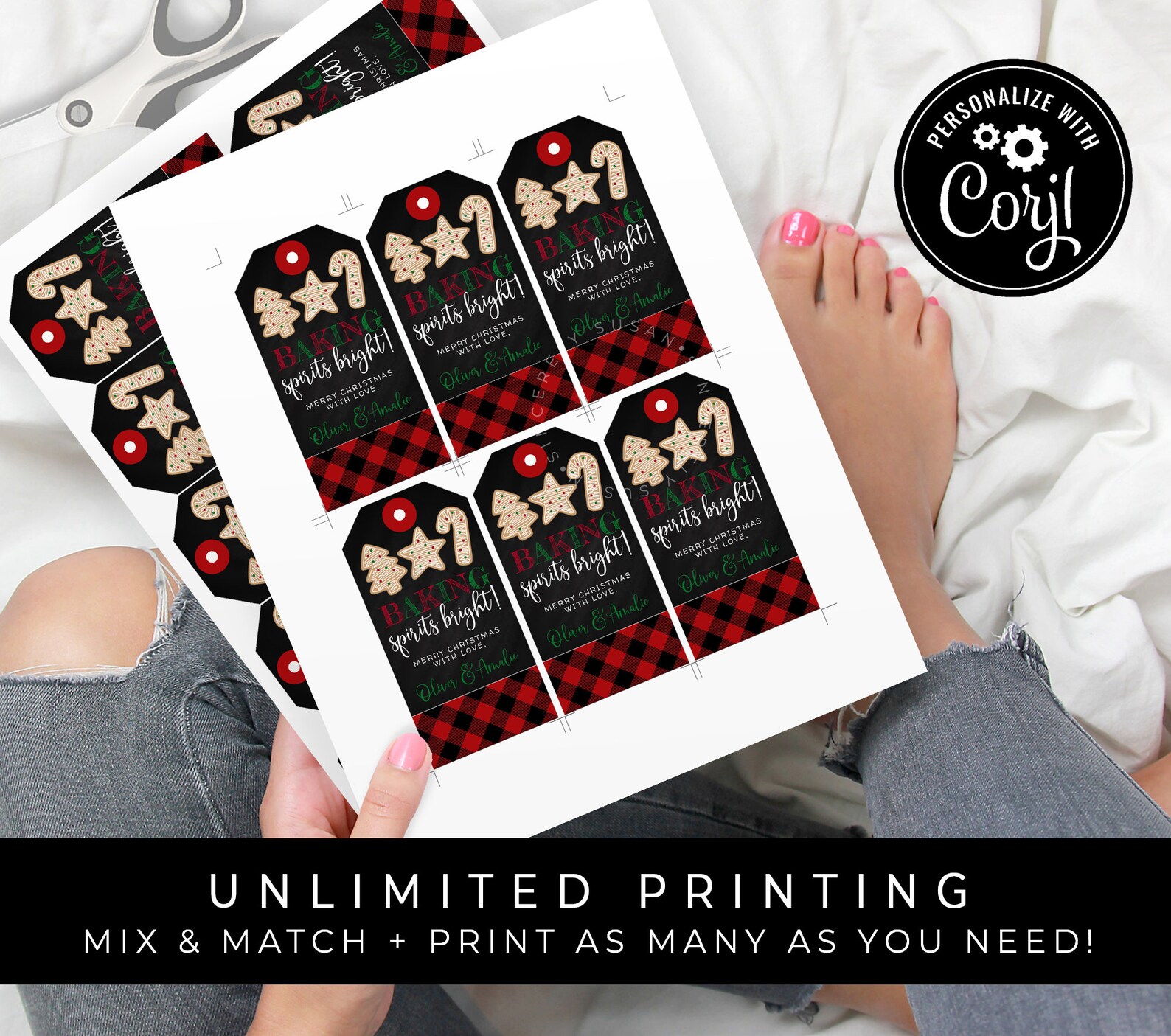 CUSTOMIZABLE Buffalo Plaid Holiday Cookie Gift Tag Christmas - Etsy