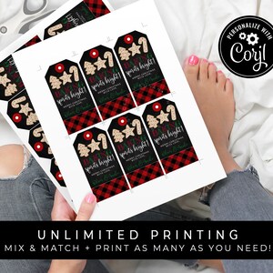 CUSTOMIZABLE Buffalo Plaid Holiday Cookie Gift Tag, Christmas Printable ...