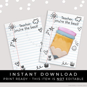 Instant Download Doodles Teacher Appreciation Cookie Card - Etsy