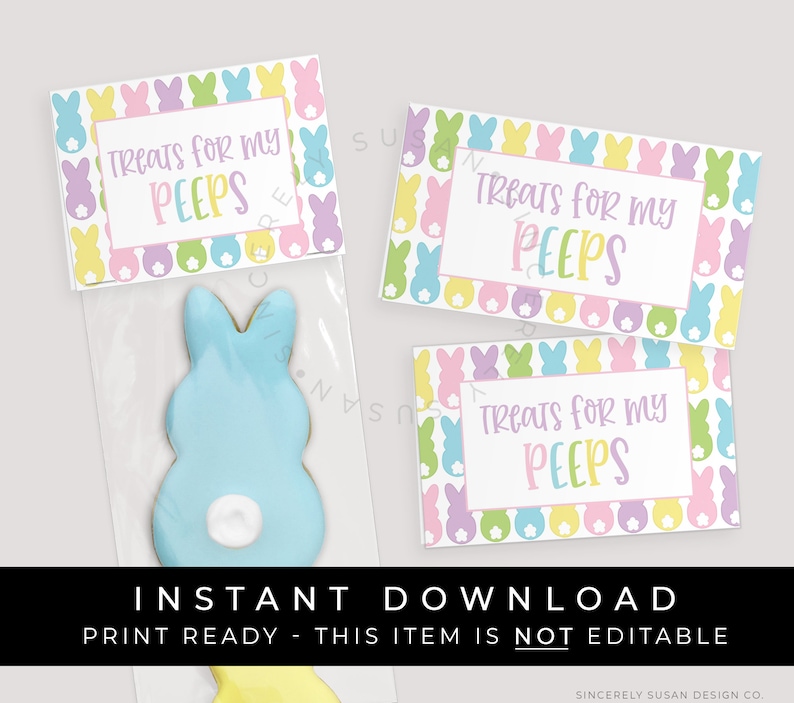 Instant Download Treats for My Peeps Bag Topper, Printable Cottontail ...