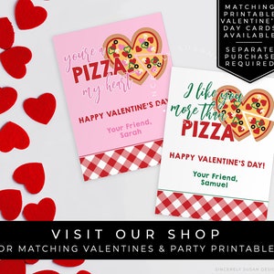 Pink Valentine's Day Pizza Party Favor Tag, Heart Pizza Kids Classroom ...