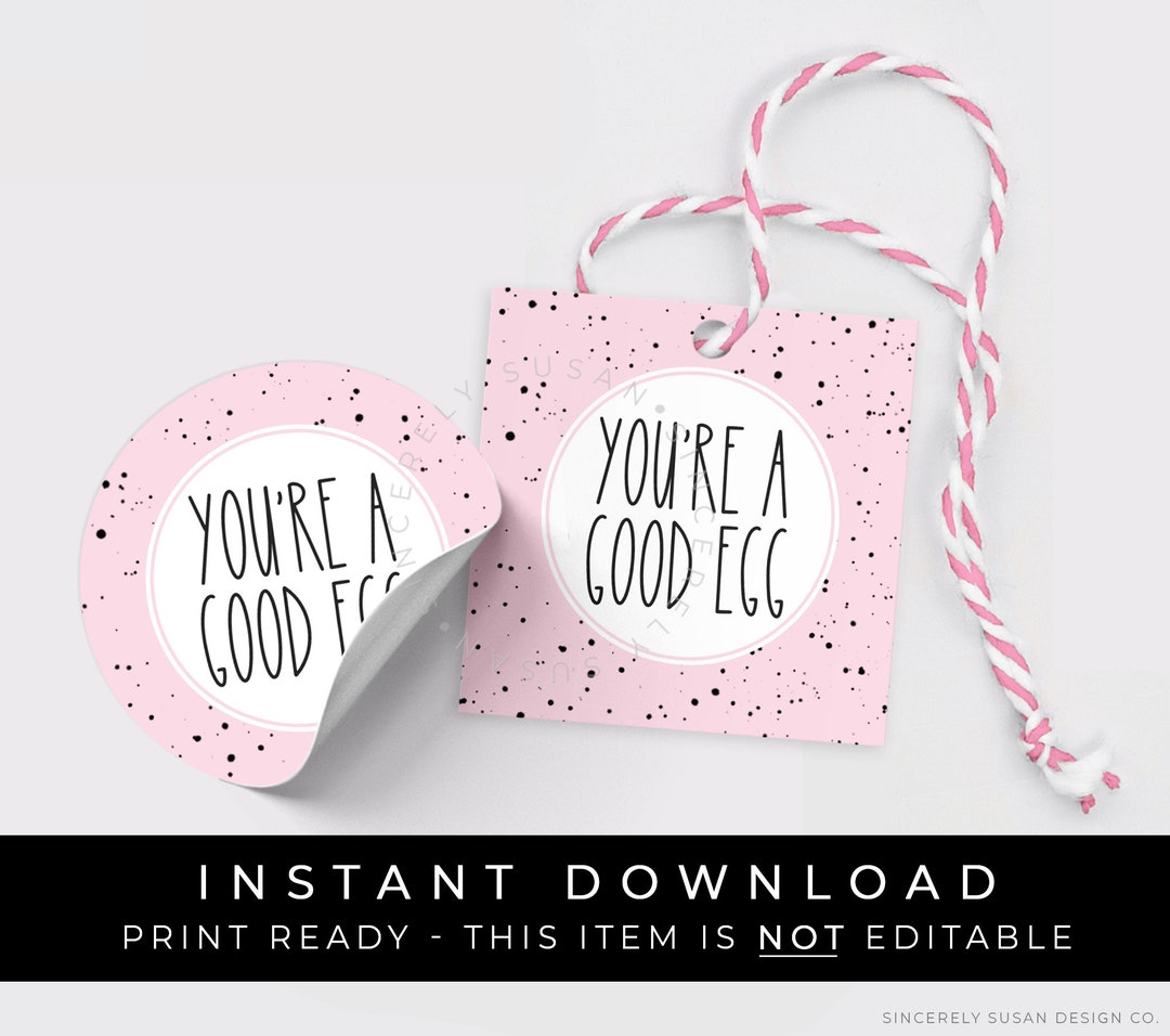 Instant Download You're A Good Egg Easter Cookie Tag, Pink Farmhouse ...