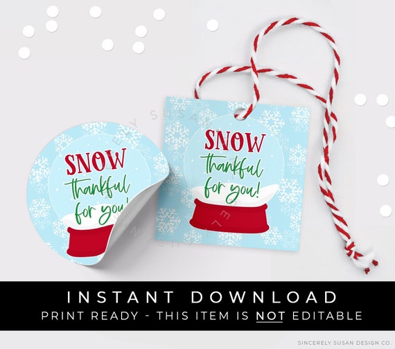 Instant Download SNOW Thankful for You Snowglobe Printable | Etsy