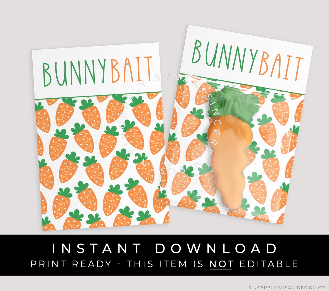 Instant Download Bunny Bait Carrot Mini Cookie Cards, Printable Spring ...