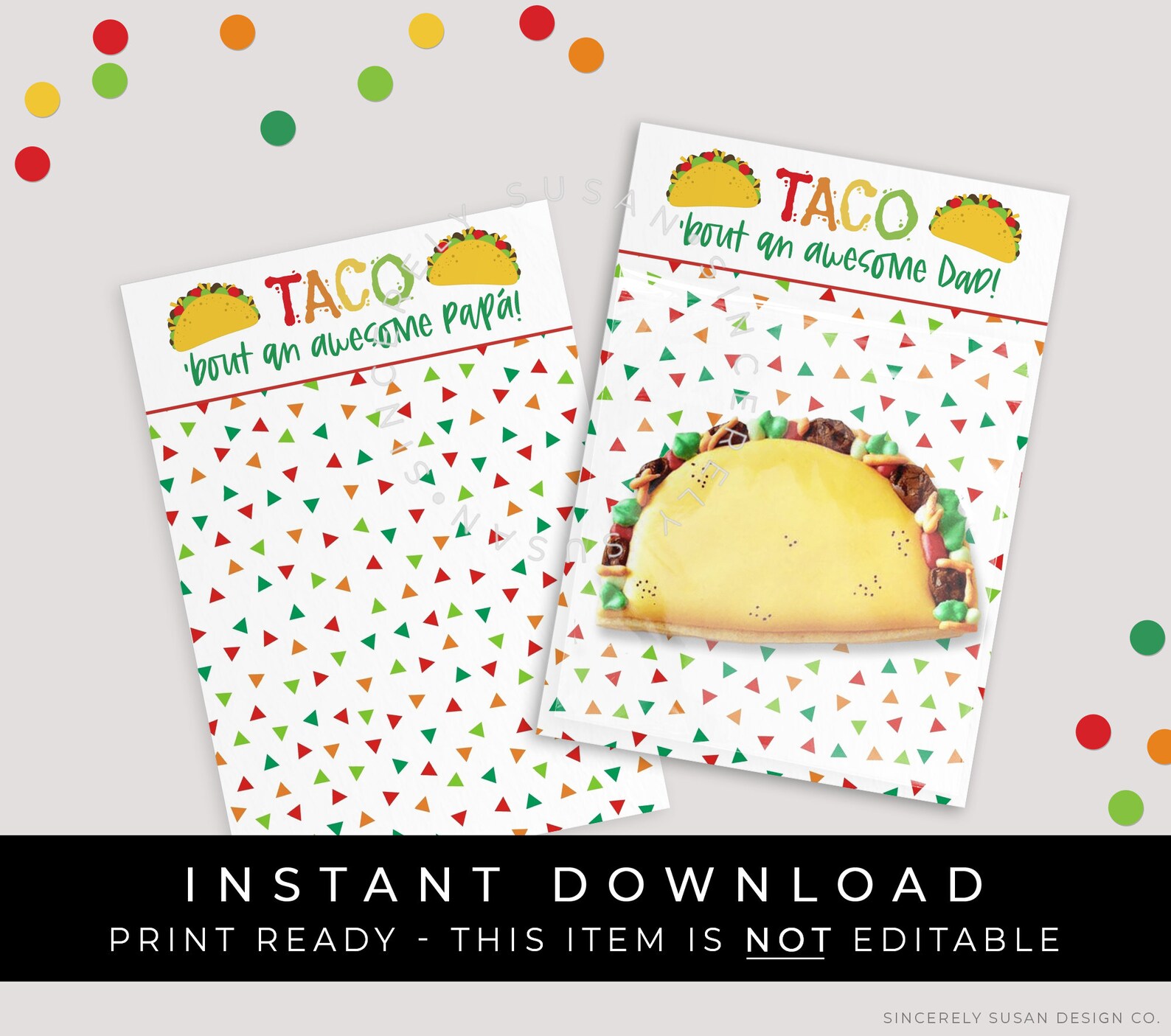 Instant Download Father's Day Taco Cookie Card Printable - Etsy