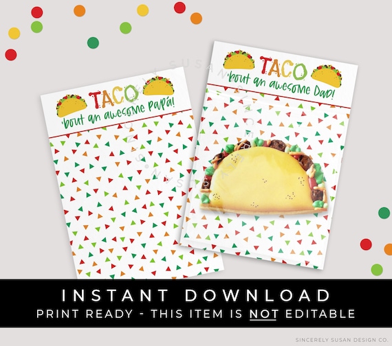 Instant Download Father's Day Taco Cookie Card Printable - Etsy