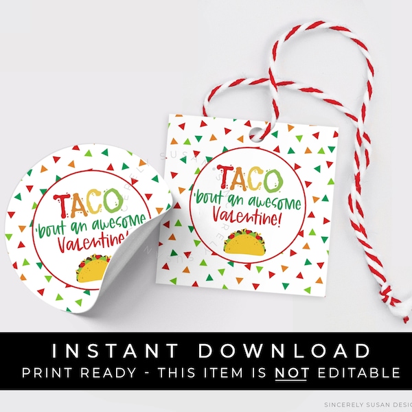 Taco Valentine Card - Etsy