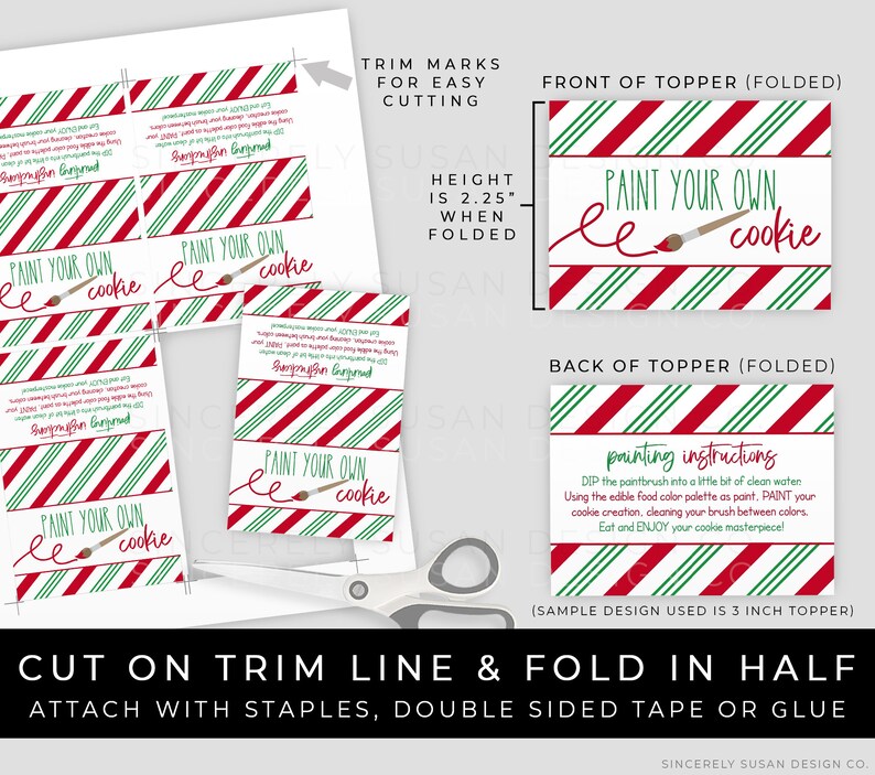 Instant Download Paint Your Own Christmas Cookie Bag Topper Printable ...