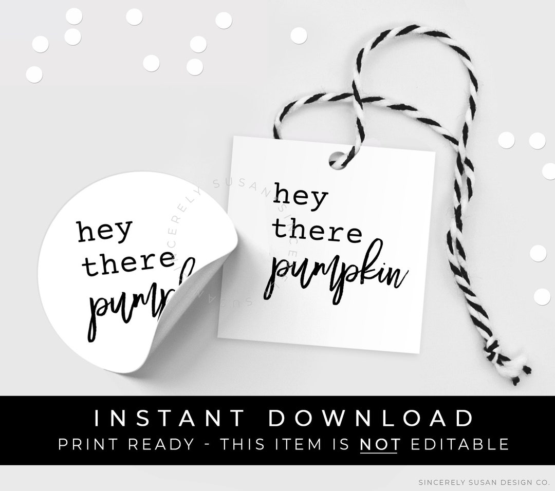Instant Download Hey There Pumpkin Tag, Fall Cookie Tag Printable ...