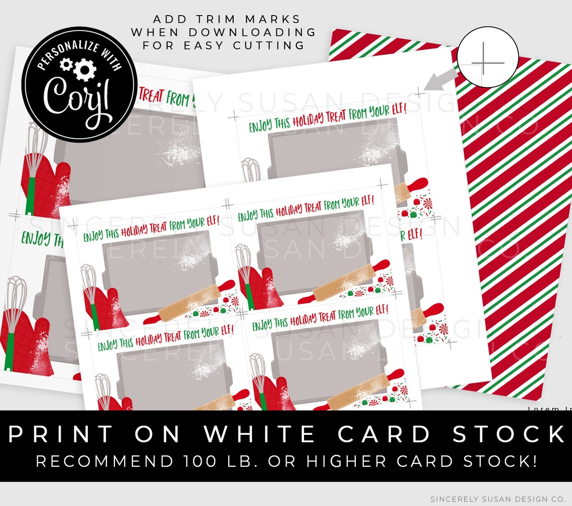 CUSTOMIZABLE Elf Cookie Card Printable Elf Return Gift Mini | Etsy