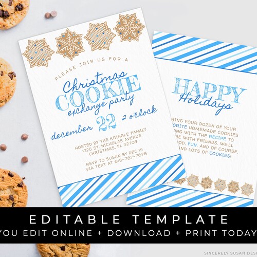 Cookie Swap Invitation Template Christmas Cookie Exchange - Etsy