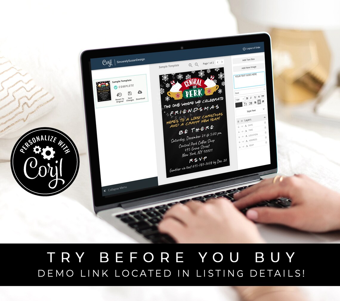 Friends TV Show Christmas Party Invitation Friendsmas Central - Etsy