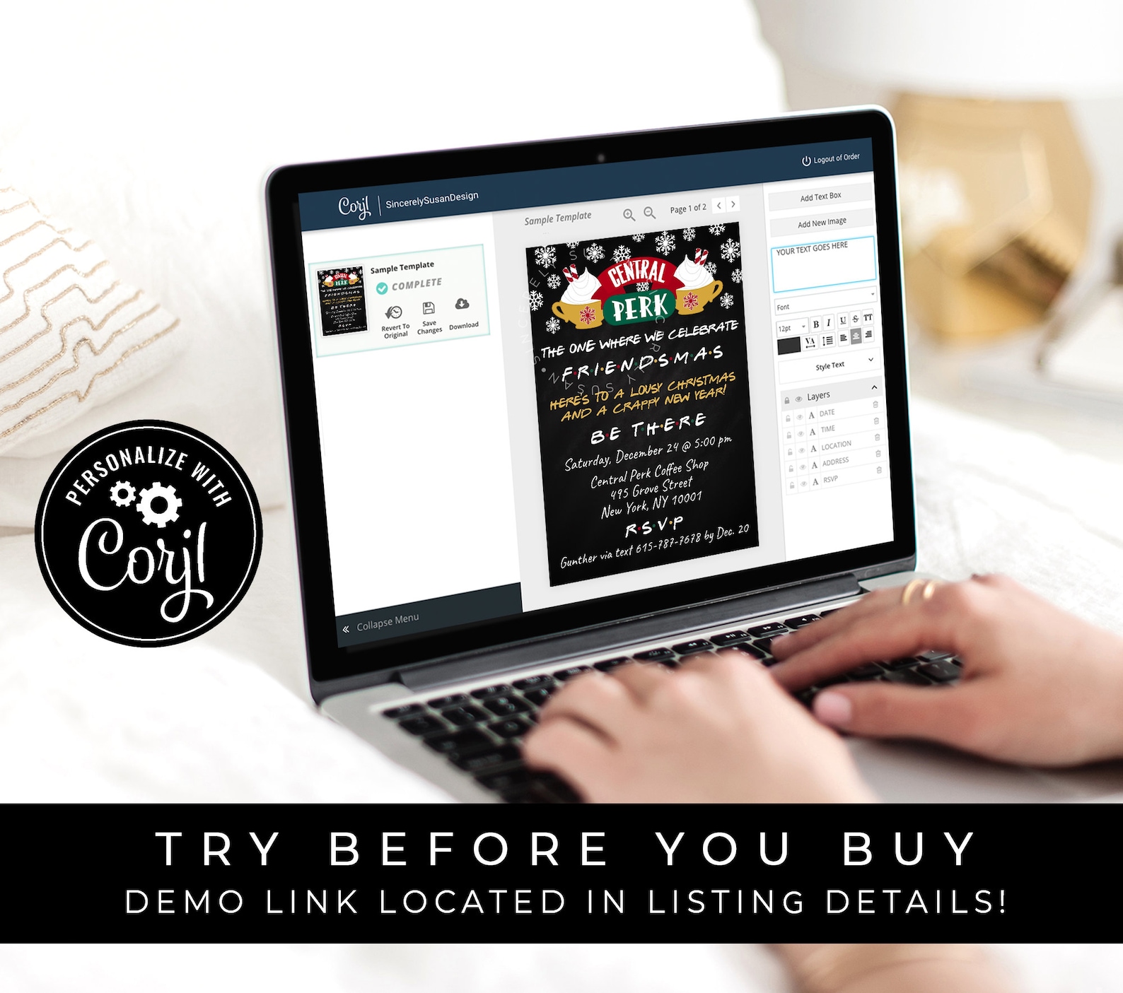 Friends TV Show Christmas Party Invitation Friendsmas Central - Etsy