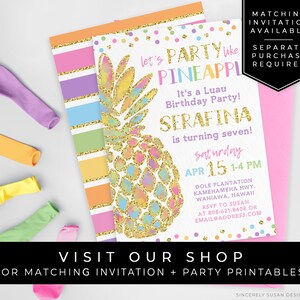 Pineapple Birthday Cupcake Toppers Rainbow Party Decorations Printable ...