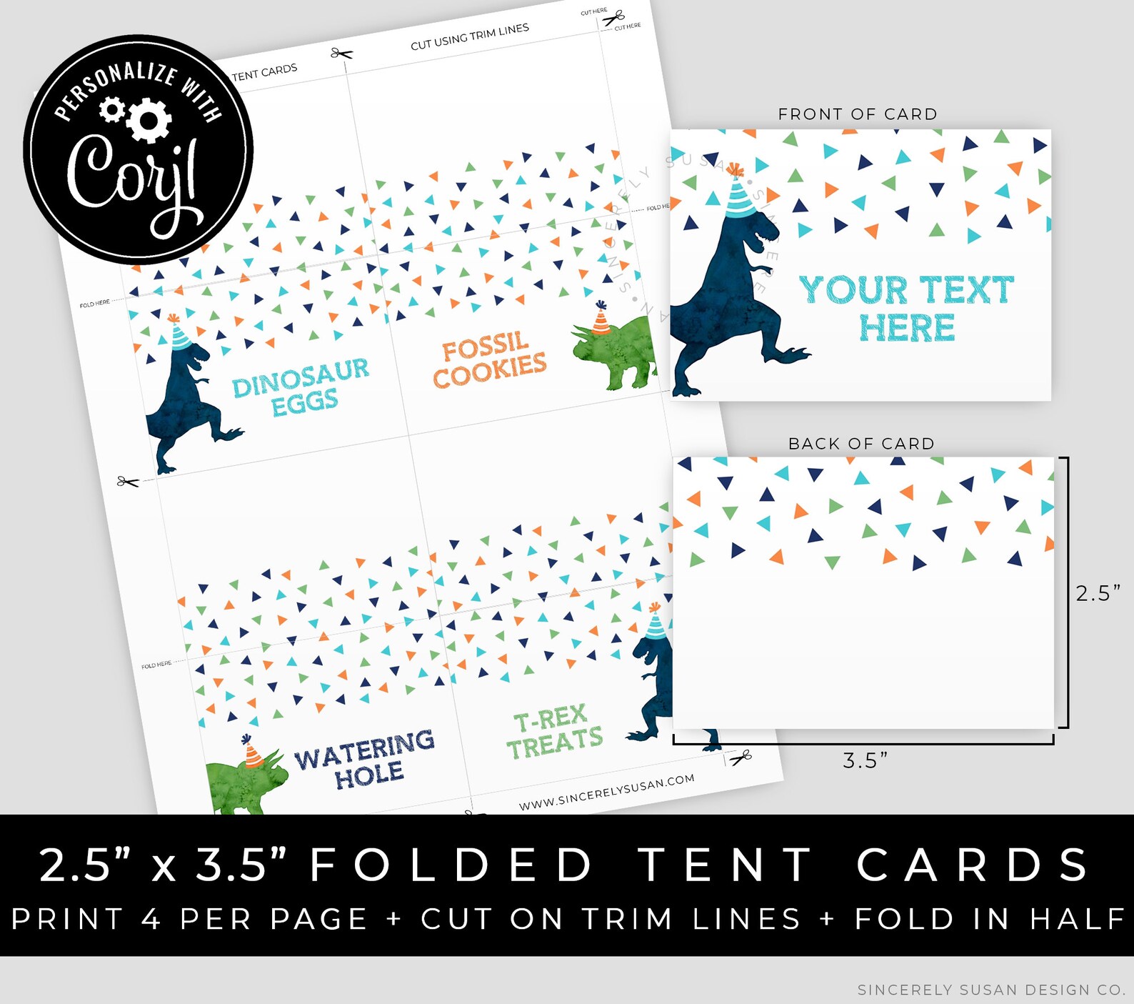 Dinosaur Food Tent Cards Printable Food Label Buffet Card Dino Birthday ...