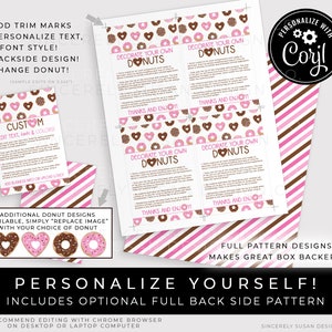 CUSTOMIZABLE Valentine Donuts DIY Cookie Kit Instructions Printable ...