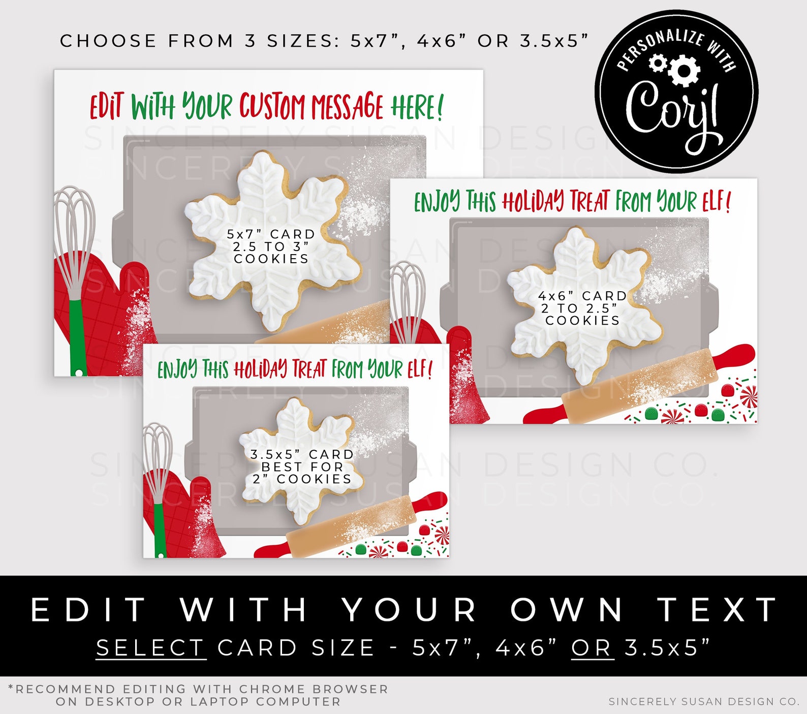 CUSTOMIZABLE Elf Cookie Card Printable Elf Return Gift Mini | Etsy