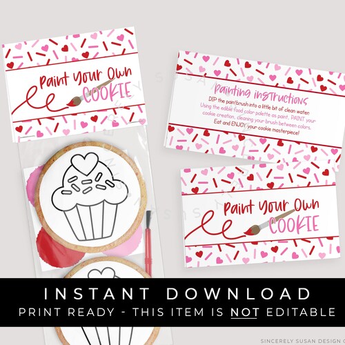 Printable Valentine's Day Paint Your Own Cookie Bag - Etsy