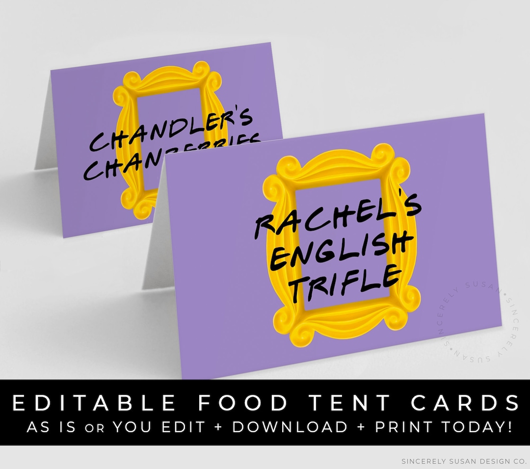Friends Party Food Label Buffet Place Card Printable Friends TV Show ...