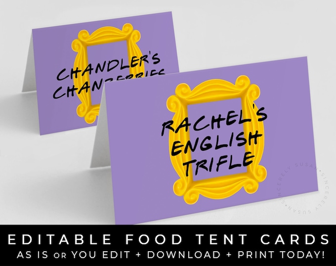 Friends Party Food Label Buffet Place Card Printable Friends TV Show ...