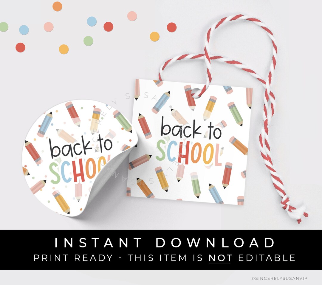 Instant Download Back to School Pencil Cookie Tag, New School Year BTS ...