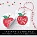 Instant Download Apple Thank You Teacher Gift Tag Printable - Etsy