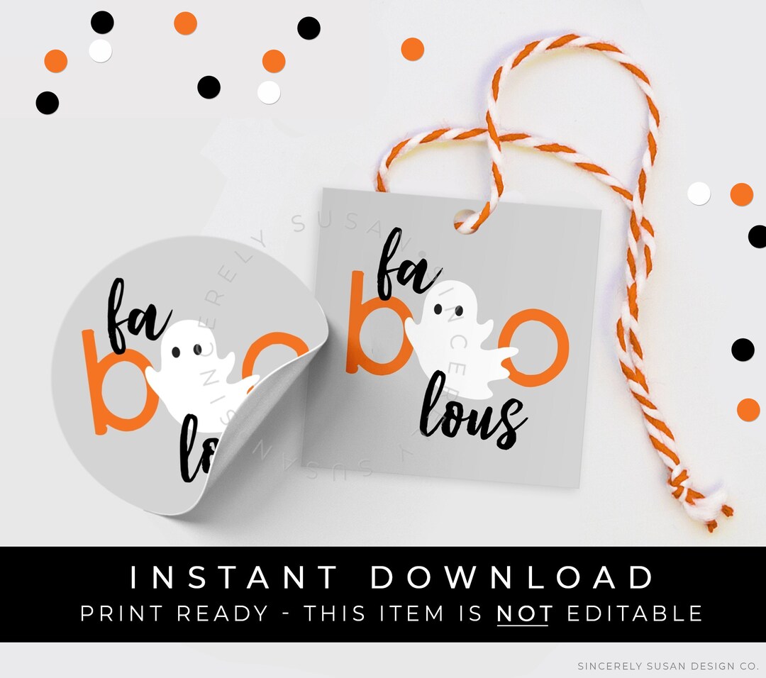 Instant Download Ghost Faboolous Halloween Tag, Happy Halloween ...