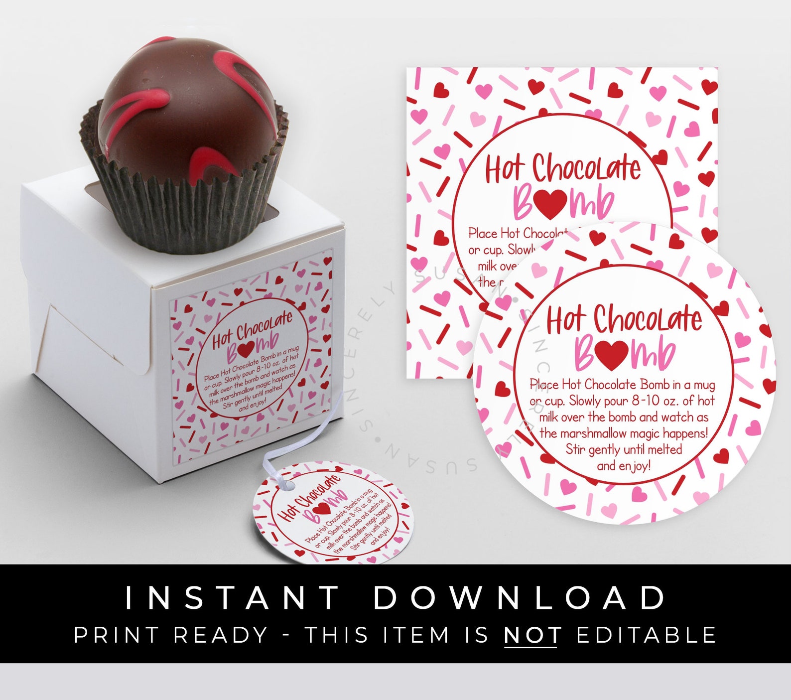 Instant Download Valentine Hot Cocoa Bomb Tag Printable Heart - Etsy