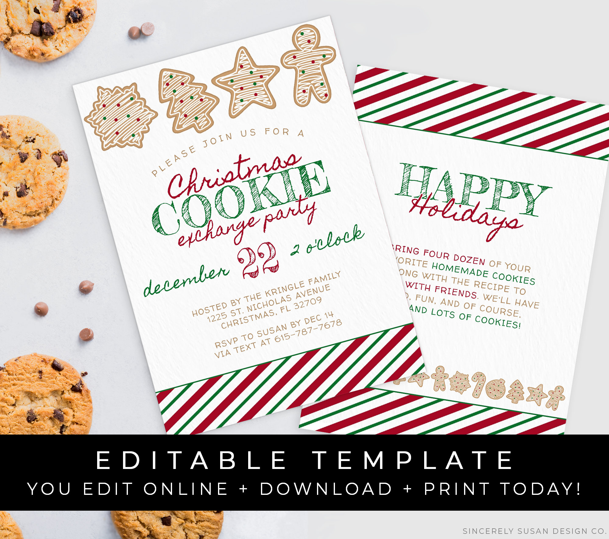Invitations Paper & Party Supplies Christmas Cookie Party Invite Cookie ...